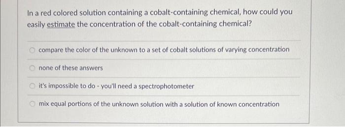 Solved In a red colored solution containing a | Chegg.com