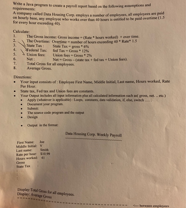 Solved Java program to create a payroll report based on the | Chegg.com