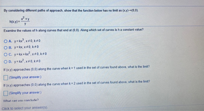Solved By considering different paths of approach, show that | Chegg.com