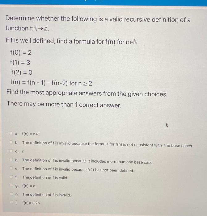 Solved Determine Whether The Following Is A Valid Recursive 