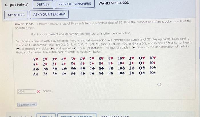Solved Poker Hands A poker hand consists of flve cards from | Chegg.com