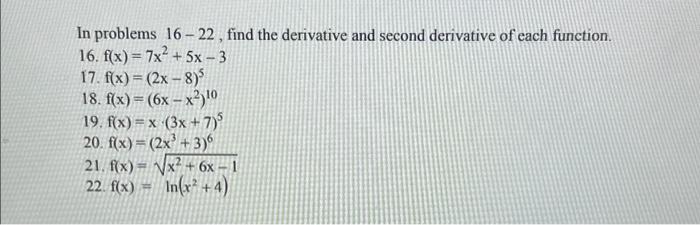 Solved PLEASE COMPLETE NUMBER 18. In problems 16-22, find | Chegg.com