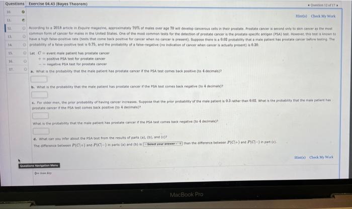 Questions Exercise 04:43 (Bayes Theorem) . H) Check | Chegg.com