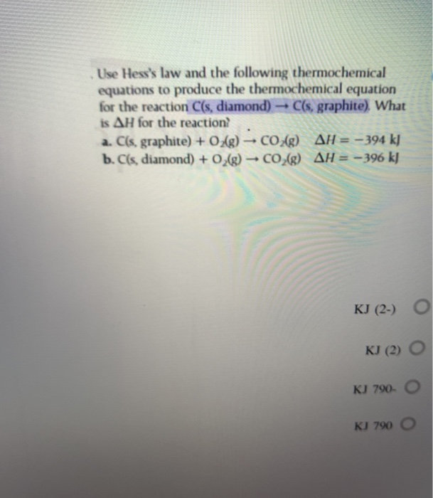 Solved Use Hess s Law And The Following Thermochemical Chegg Solved Use Hess s Law And The Following Thermochemical Chegg