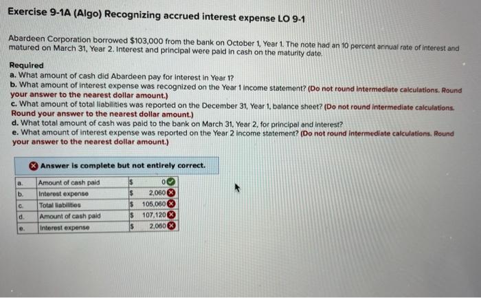 Solved Exercise 9-1A (Algo) Recognizing accrued interest | Chegg.com