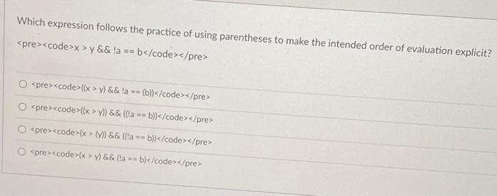 Solved Which expression follows the practice of using | Chegg.com