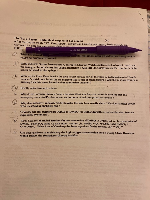 The Toxic Patient - Individual Assignment (10 points) | Chegg.com