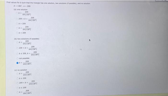 Solved Find values for b such that the triangle has che | Chegg.com