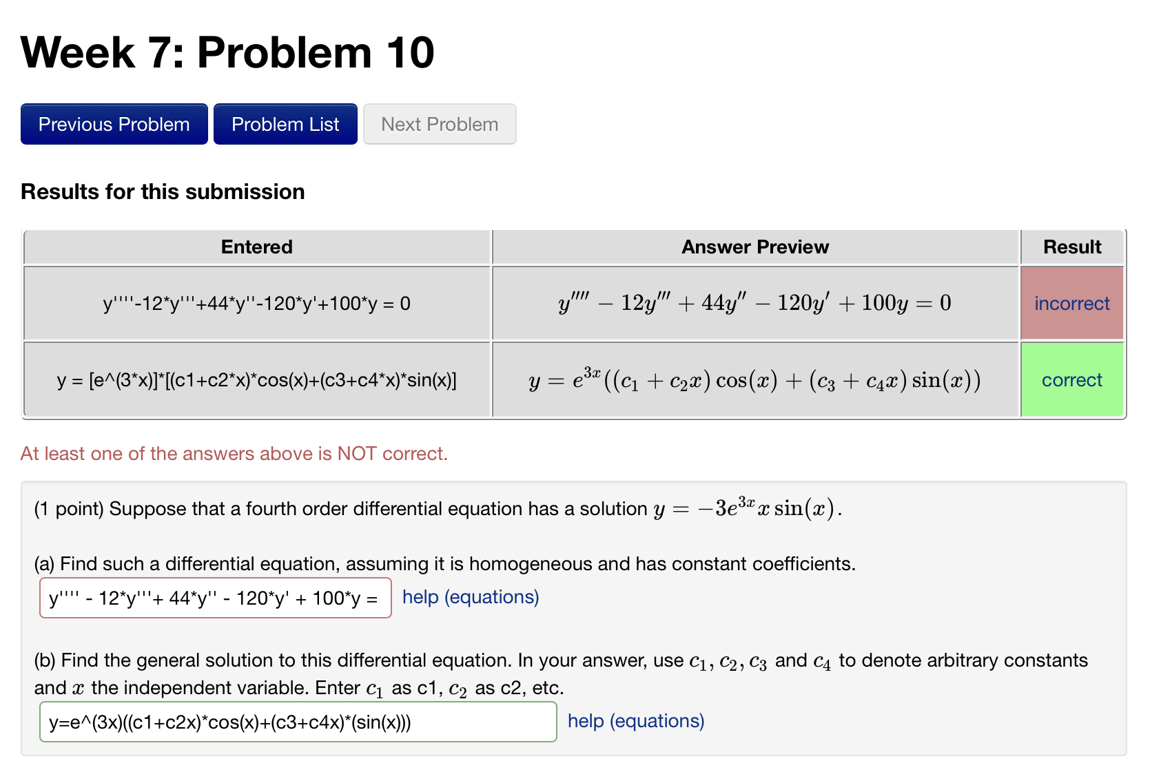 Solved Week 7: Problem 10Results for this | Chegg.com