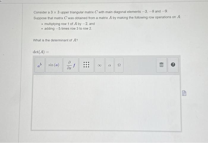 Solved Consider A 3×3 Upper Triangular Matrix C With Main 3806