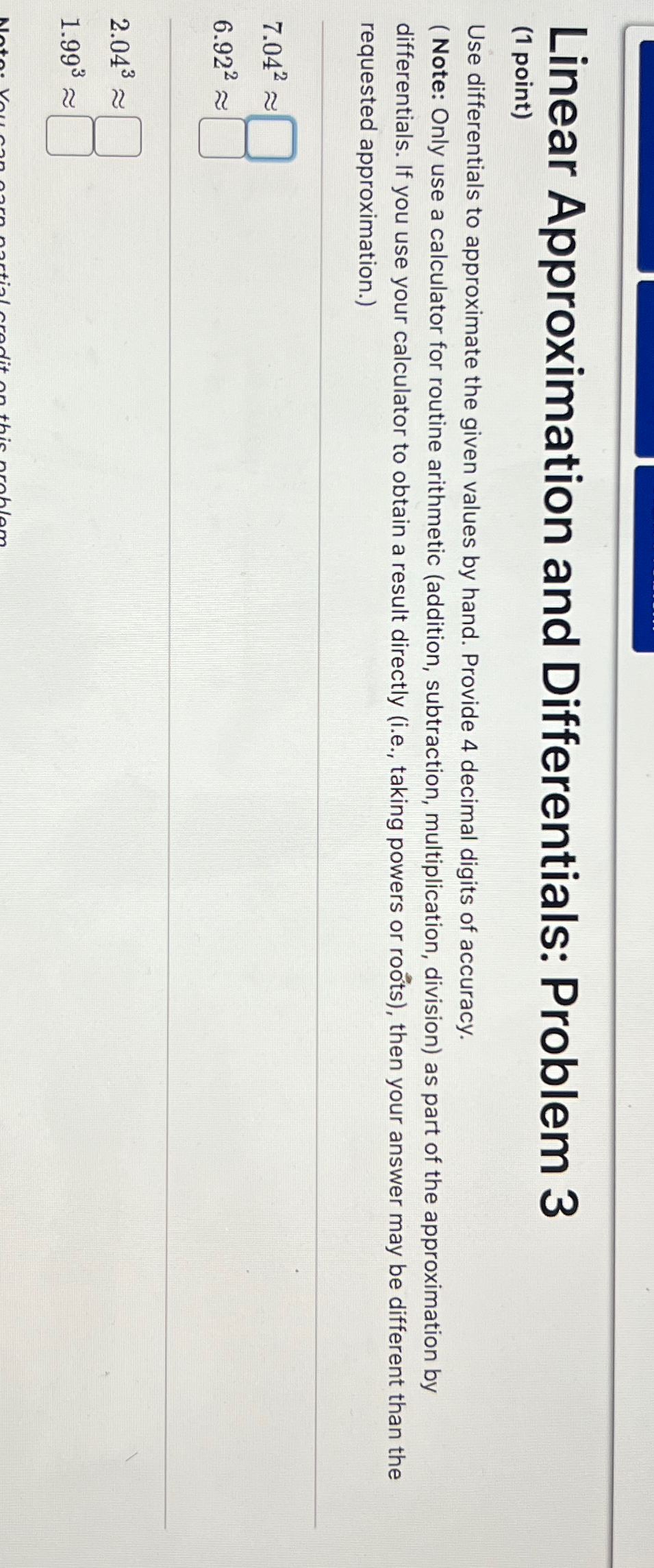 Linear Approximation and Differentials: Problem 3(1 | Chegg.com