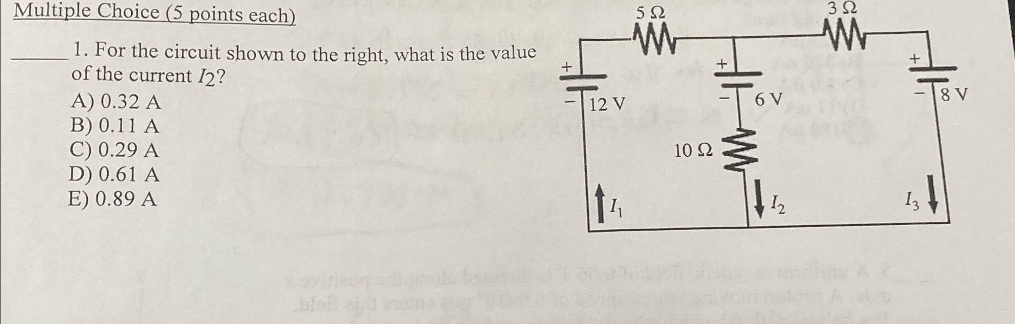Solved Multiple Choice (5 ﻿points each)For the circuit shown | Chegg.com