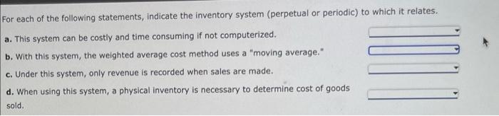 Solved For each of the following statements, indicate the | Chegg.com