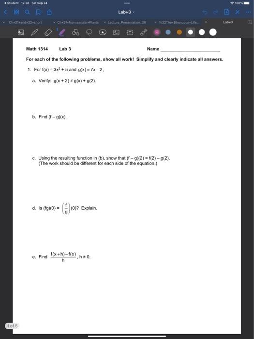 Solved Math 1314 Lab 3 Name For each of the following | Chegg.com