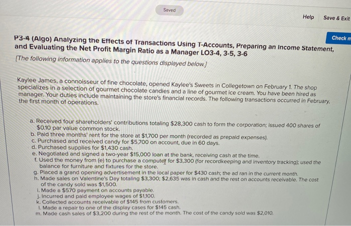 Solved Saved Help Save & Exit Check P3-4 (Algo) Analyzing | Chegg.com