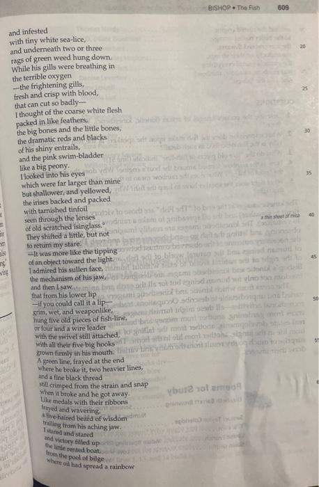 Solved ELIZABETH BISHOP (1911-1979) my hook 5 The Fish | Chegg.com