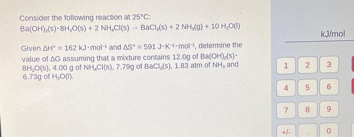 Solved Ba(OH)2( s)⋅8H2O(s)+2NH4Cl(s)→BaCl2( s)+2NH3( | Chegg.com