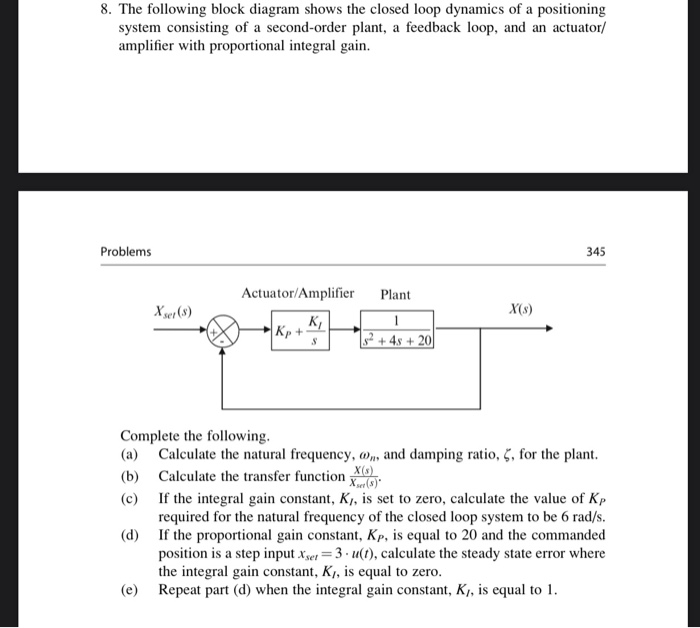 Solved 8. The following block diagram shows the closed loop | Chegg.com