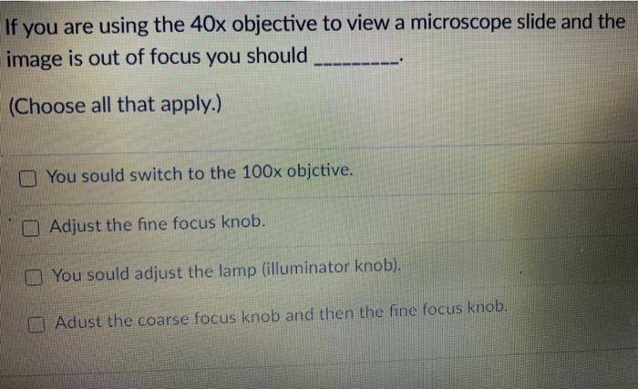 Solved If you are using the 40x objective to view a | Chegg.com