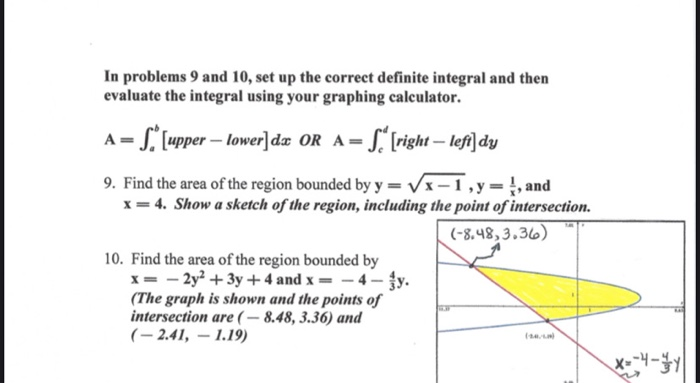 Solved In problems 9 and 10, set up the correct definite | Chegg.com