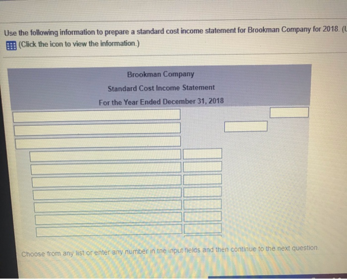 Solved Use the following information to prepare a standard | Chegg.com