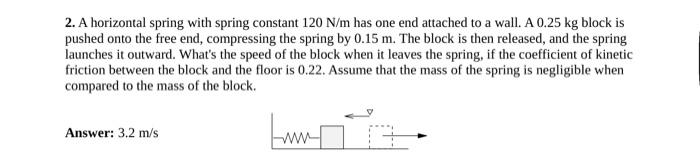Solved 2. A horizontal spring with spring constant 120 N/m | Chegg.com