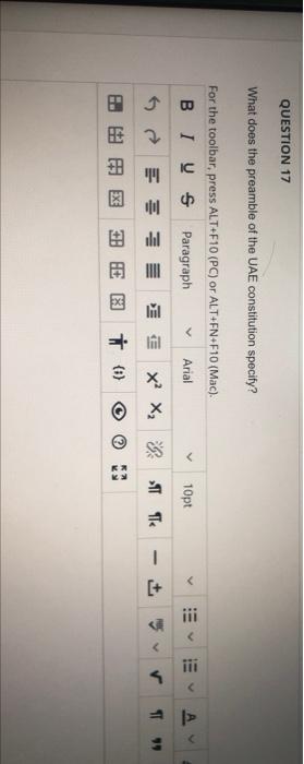 Solved QUESTION 17 What does the preamble of the UAE | Chegg.com
