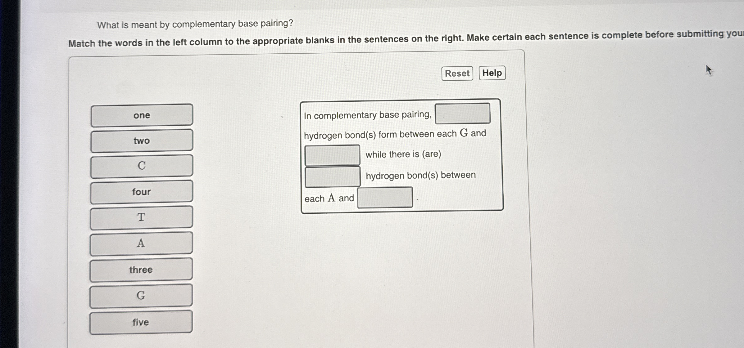 High Quality SOLUTION What is meant by complementary base pairing?Match the | Chegg.com