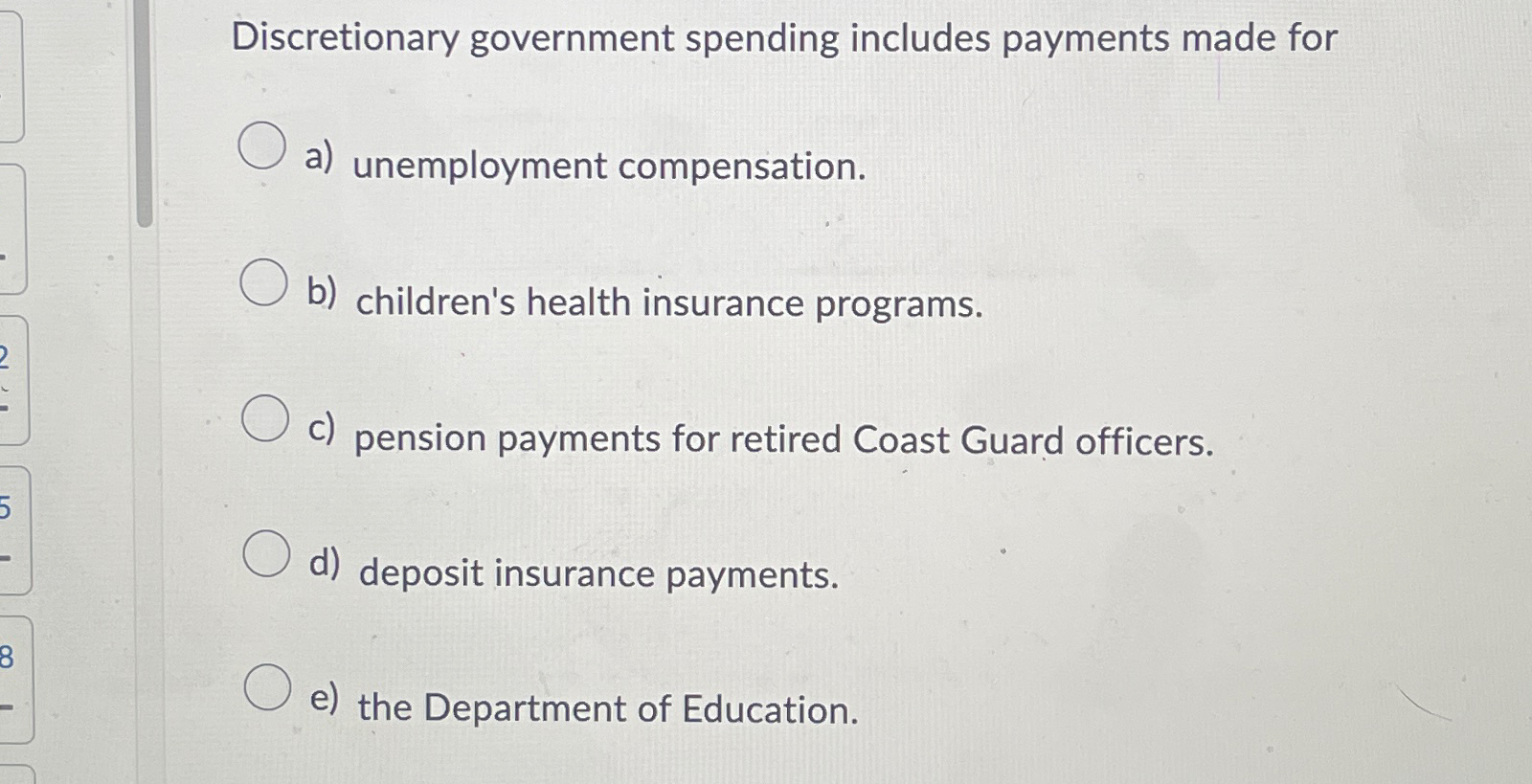 Solved Discretionary government spending includes payments | Chegg.com