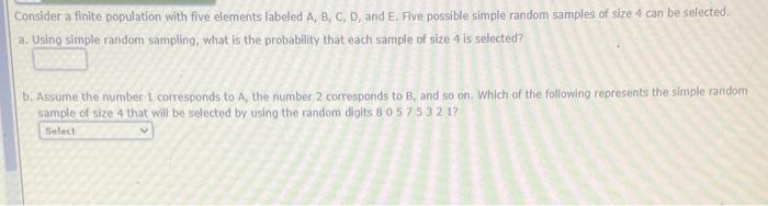 Solved Consider a finite population with five elements | Chegg.com