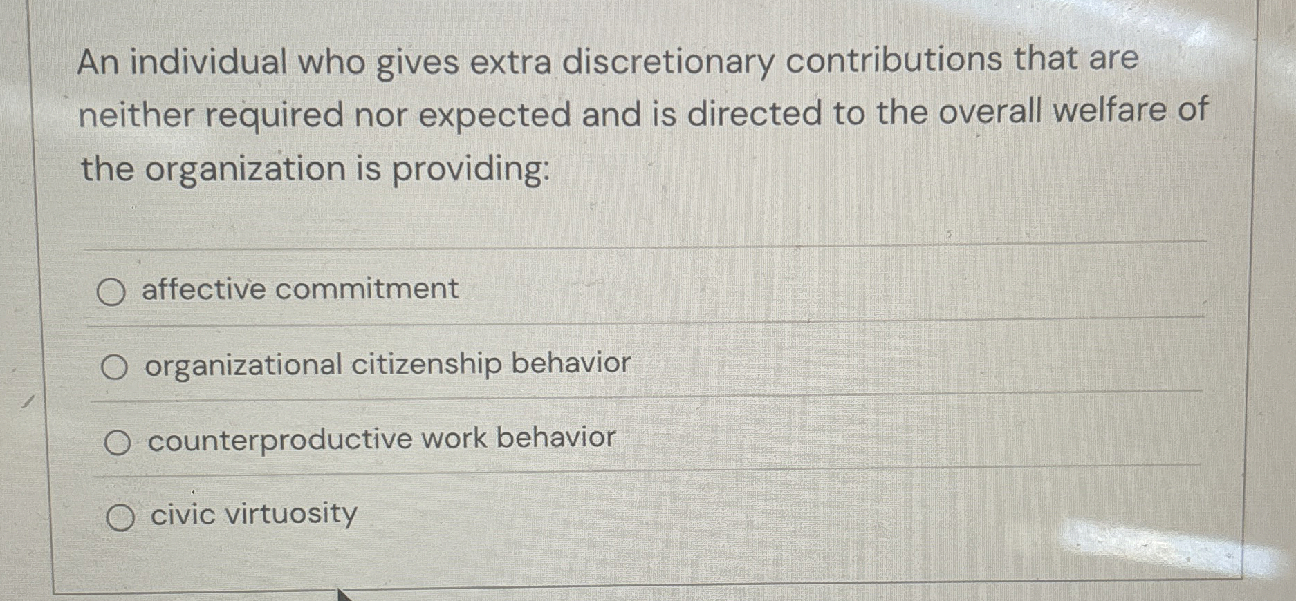Solved An individual who gives extra discretionary | Chegg.com