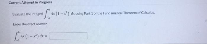 Solved Current Attempt in Progress Evaluate the integral | | Chegg.com