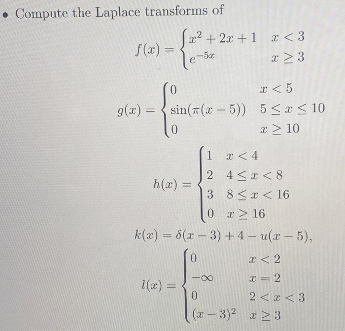 Solved Compute the Laplace transforms of | Chegg.com