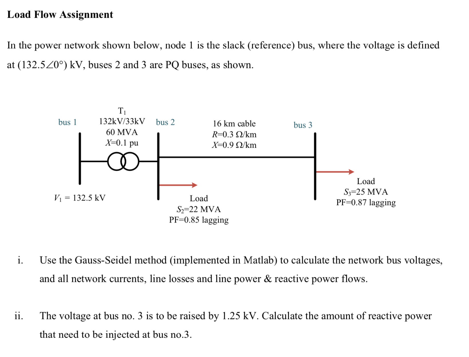 Solved Load Flow AssignmentIn the power network shown below, | Chegg.com