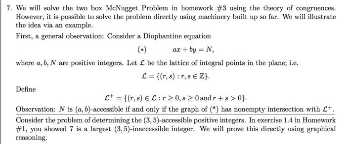 Solved We will solve the two box McNugget Problem in | Chegg.com