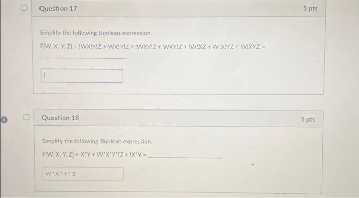 Solved Simplify the following Boolean expression. | Chegg.com