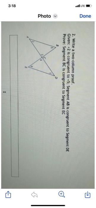 Solved 2. Write a two-column proof. Given: