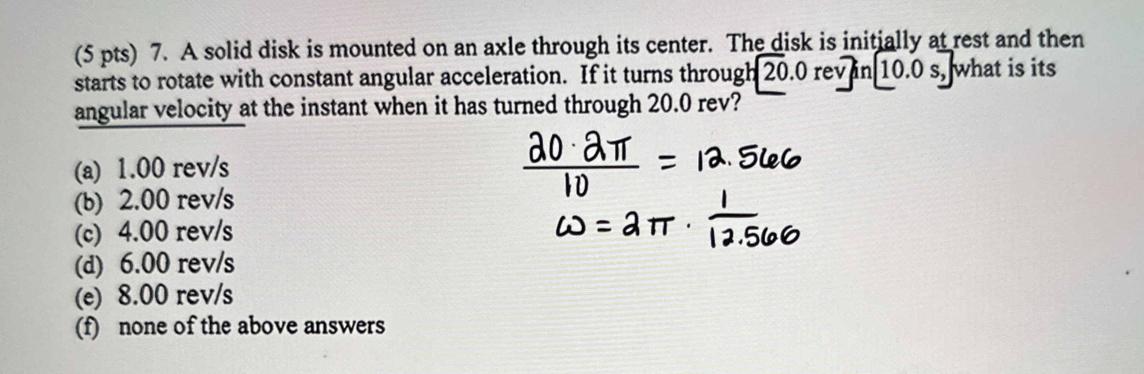 Solved (5 ﻿pts) 7. ﻿A solid disk is mounted on an axle | Chegg.com