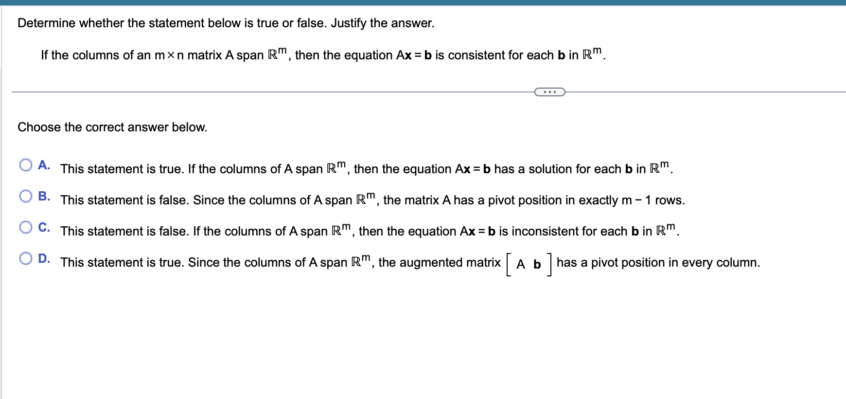 Solved Determine whether the statement below is true or | Chegg.com