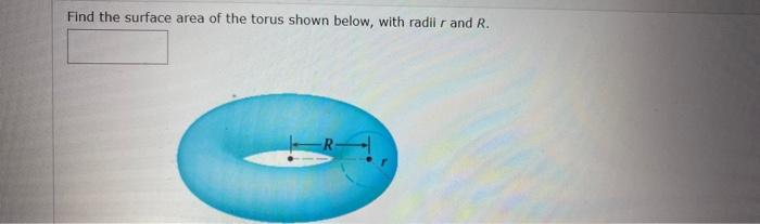 Solved Find the surface area of the torus shown below, with | Chegg.com