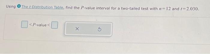 Solved Using The t Distribution Table, find the P-value | Chegg.com