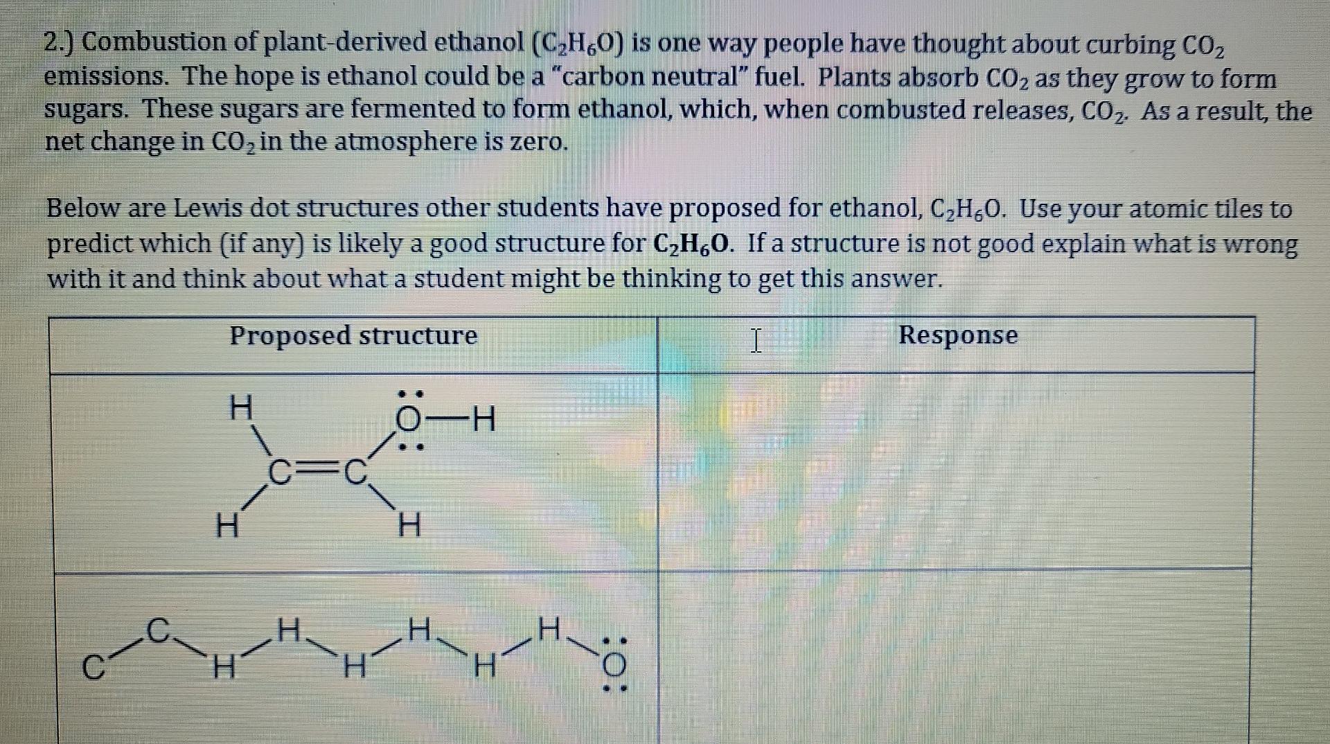 Solved 2.) Combustion of plant-derived ethanol (C2H60) is | Chegg.com