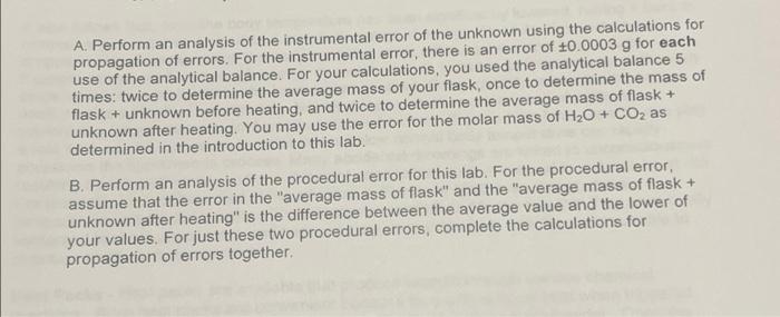 Solved A. Perform an analysis of the instrumental error of | Chegg.com