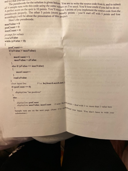 Solved And C That You Can The Pseudocode For The Solution 