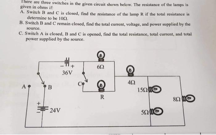 Solved There are three switches in the given circuit shown | Chegg.com