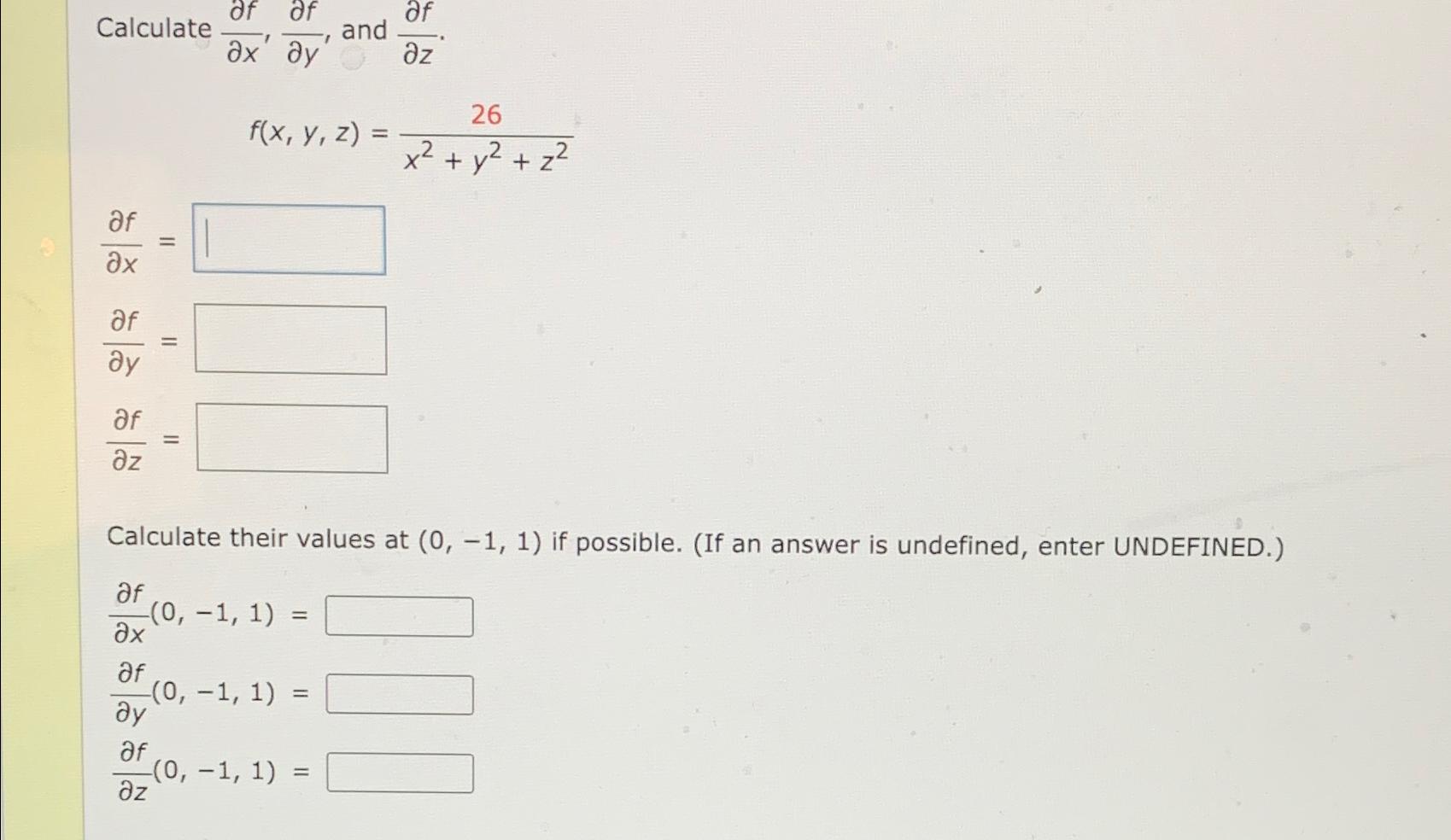 Solved Calculate delfdelx,delfdely, ﻿and | Chegg.com