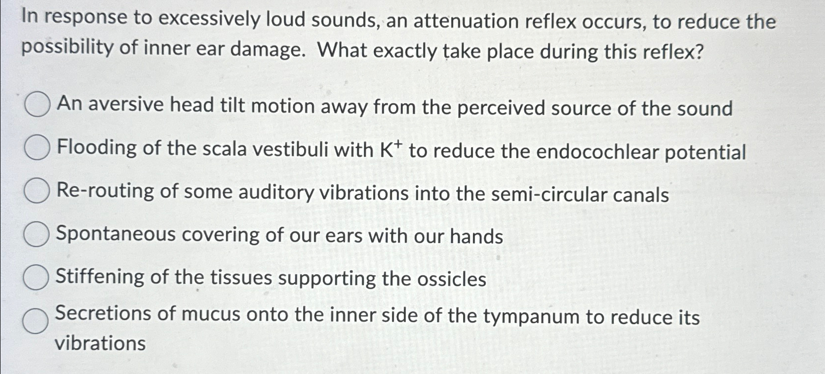 Solved In response to excessively loud sounds, an | Chegg.com