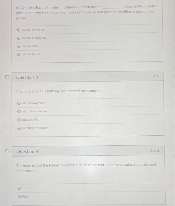 In Campinha Bacote's model of culturally competent | Chegg.com
