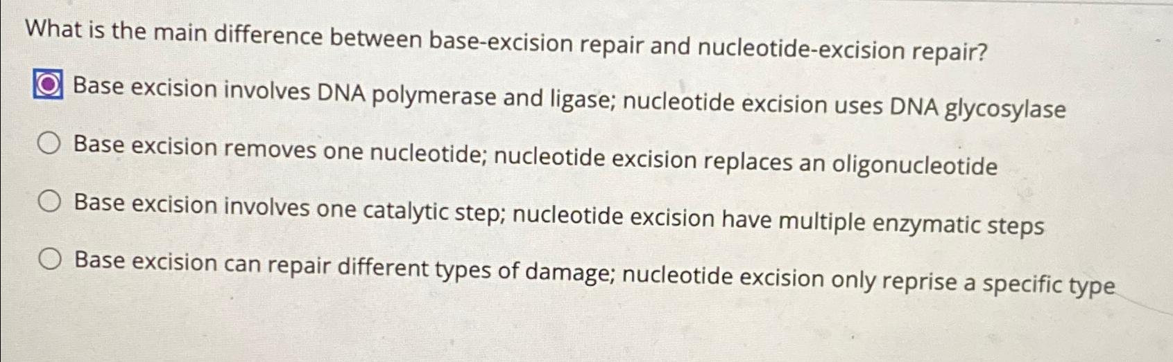 Solved What is the main difference between base-excision | Chegg.com Solved What is the main difference between base-excision | Chegg.com