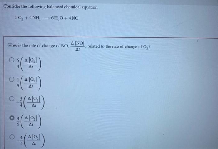 Solved Consider The Following Balanced Chemical Equation